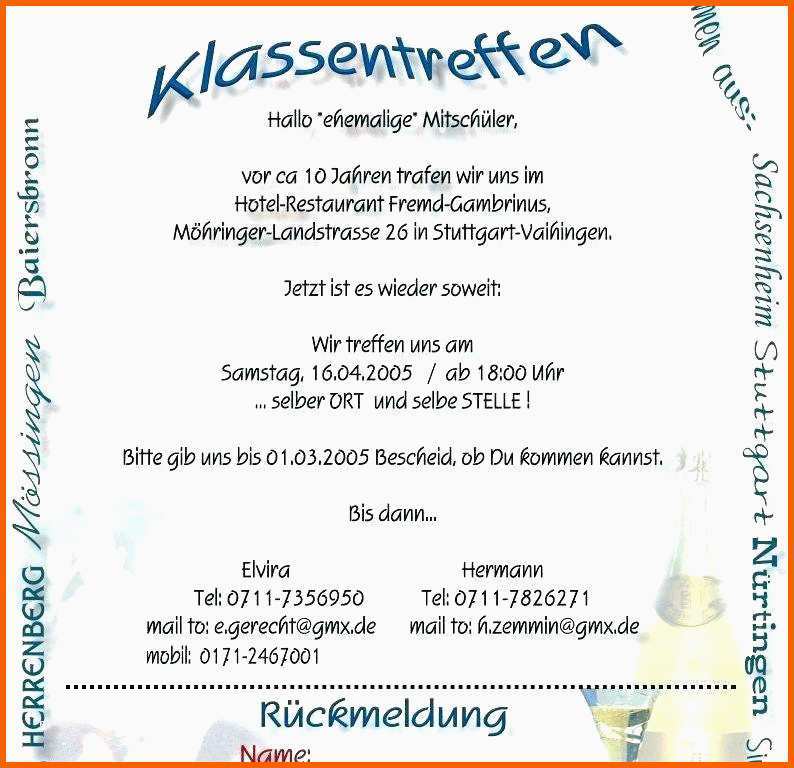 Beeindruckend Das Beste Von Vorlage Klassentreffen Einladung Und Word | Kostenlos Vorlagen