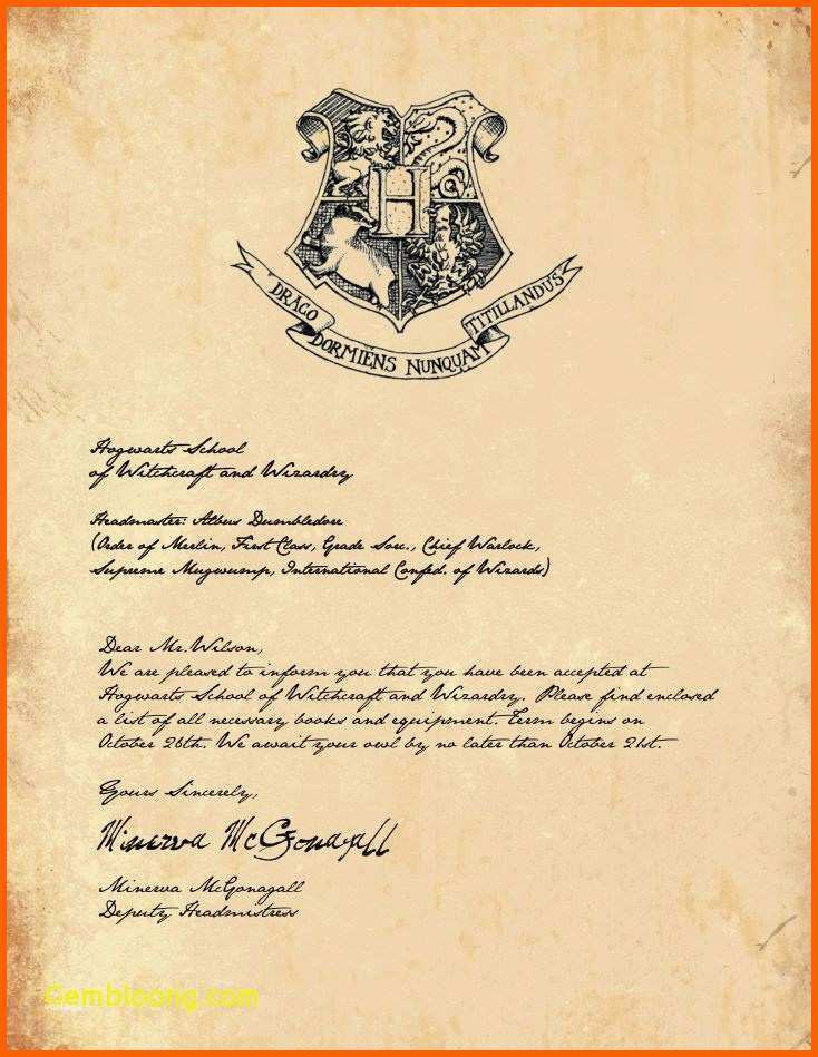 15 Listen Von Hogwarts Brief Vorlage Word Maybe You Would Like To 