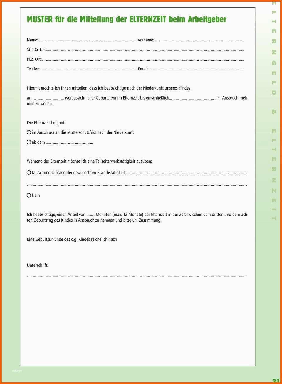 Erschwinglich 16 Antrag Elternzeit Arbeitgeber Muster Kostenlos ...